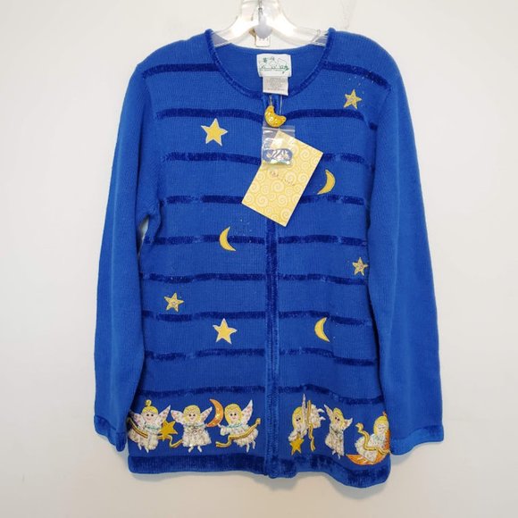 Quacker Factory | Sweaters | Quacker Factory Sz M Moon Stars Angel ...